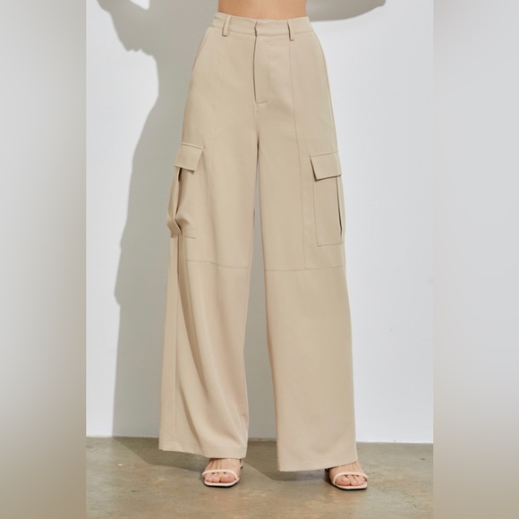 Jackets & Coats | Maria Cargo Pants In Beige | Poshmark
